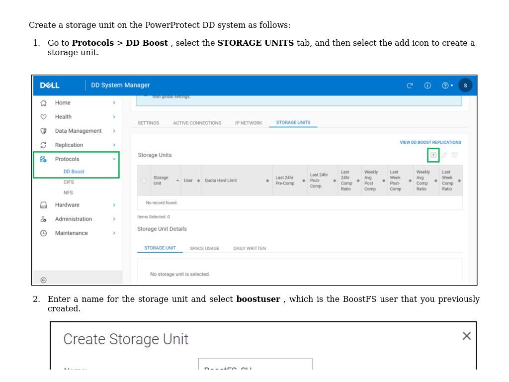 Creating A Storage Unit Dell Data Domain Boost File System